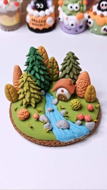 粘土教程~超轻粘土秋日森林小摆件