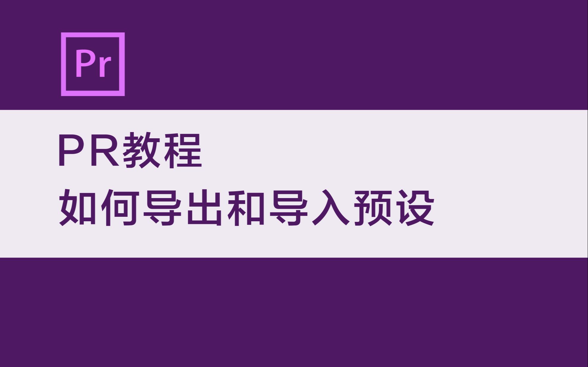 【PR教程】如何导出和导入预设