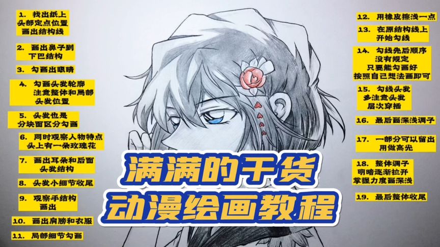 满满的干货绘画名侦探柯南动漫人物灰原哀教程。@西瓜视频