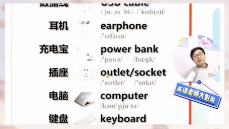 ...魁哥带你学单词2】日常用品词汇01:手机,插座,数据线,充电宝等#英语...