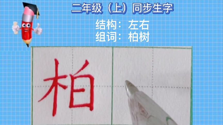 46 学浪计划【二年级上册】柏,左右等宽,每天三分钟轻松学写字