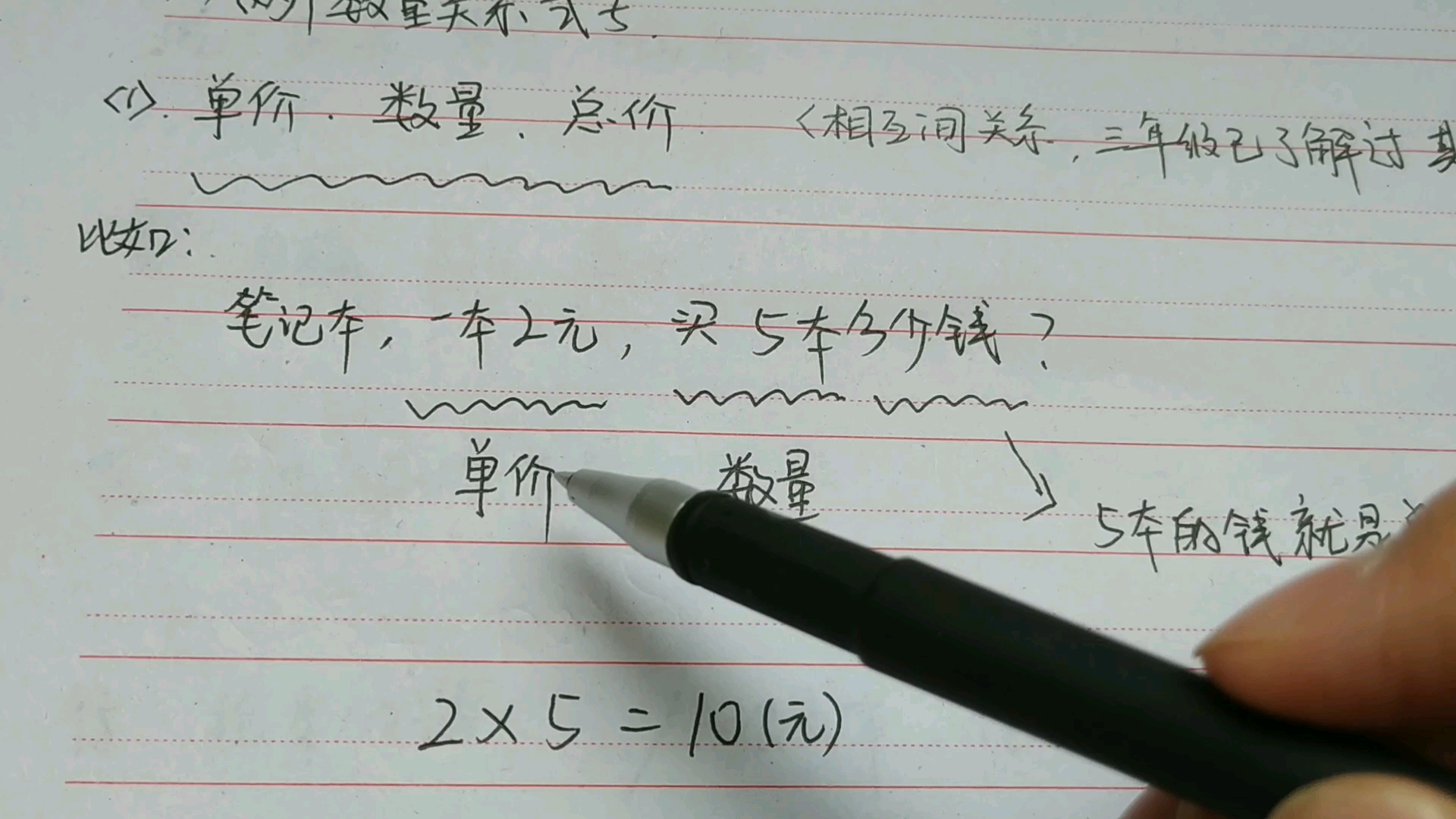 四年级数学上册,单价、数量和总价的数量关系
