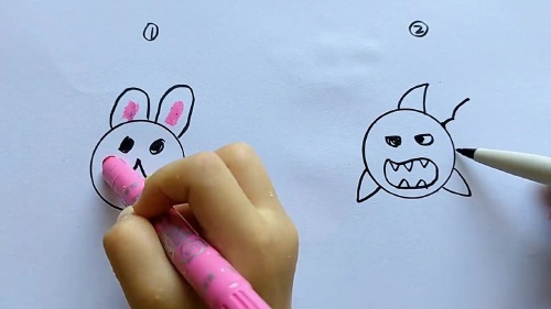 和妹妹比赛画画,圆形简笔画,儿童画,亲子画,少儿创意美术