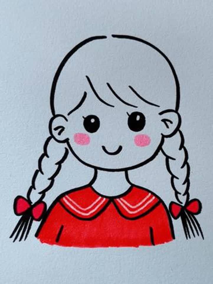 小女孩这样画,简单又好看一起学画画