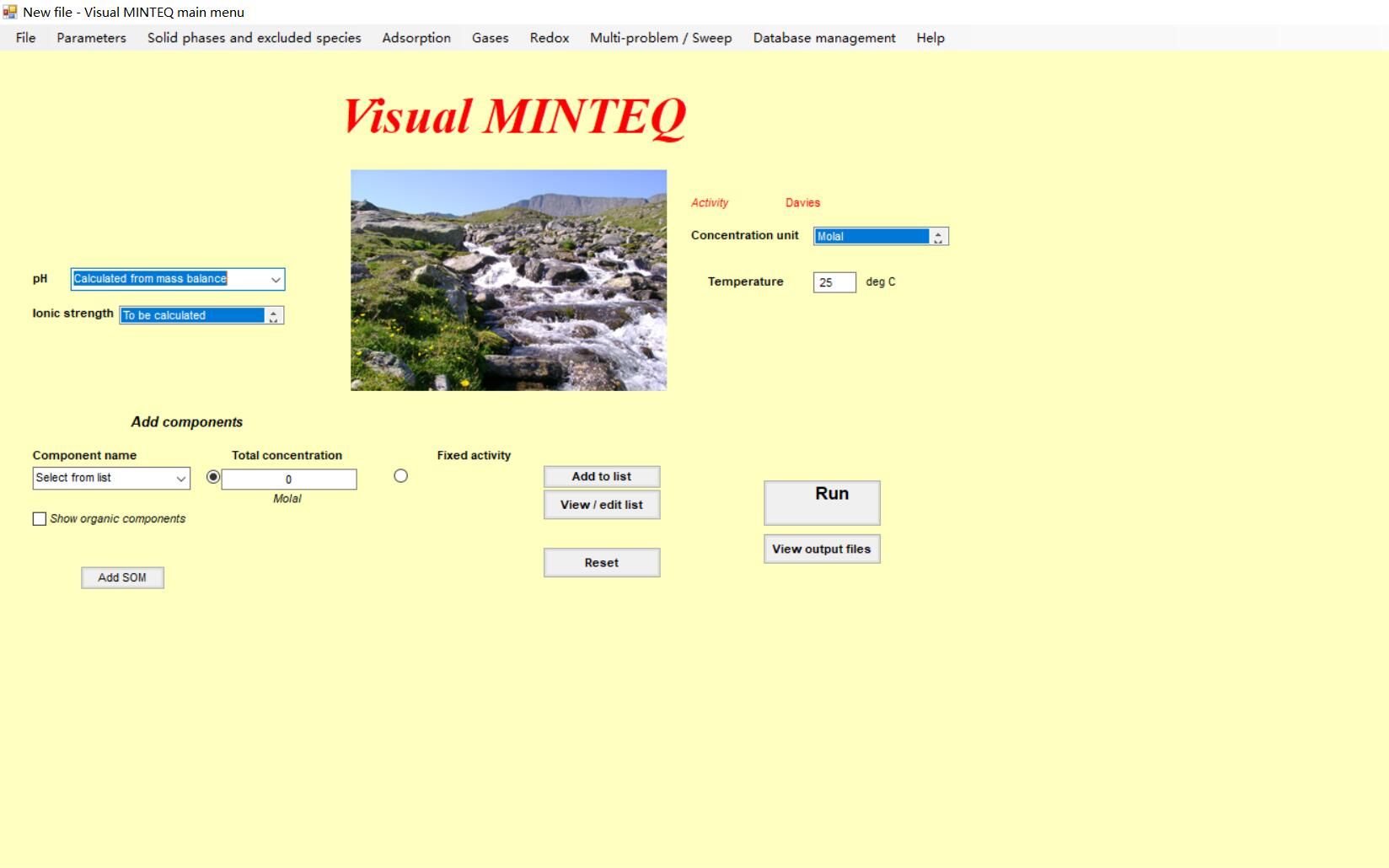 Visual Minteq Precipitation实例练习