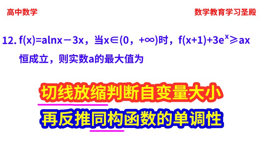 切线放缩判断自变量大小,再反推同构函数的单调性,很重要的方法
