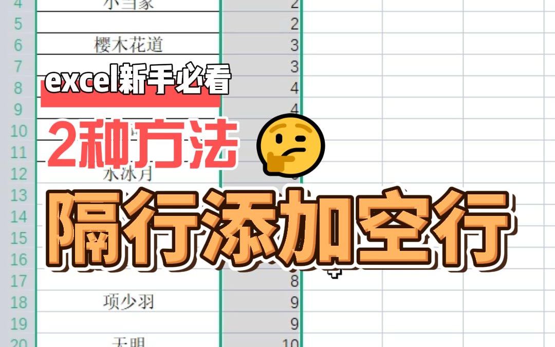 excel新手必看,2种方法隔行添加空行