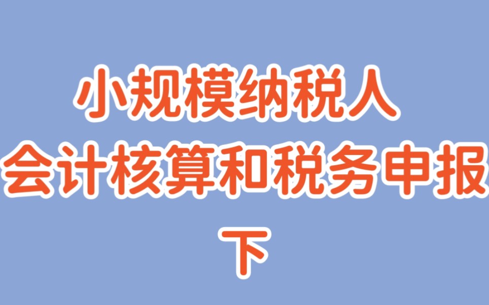 小规模纳税人会计核算和税务申报–下