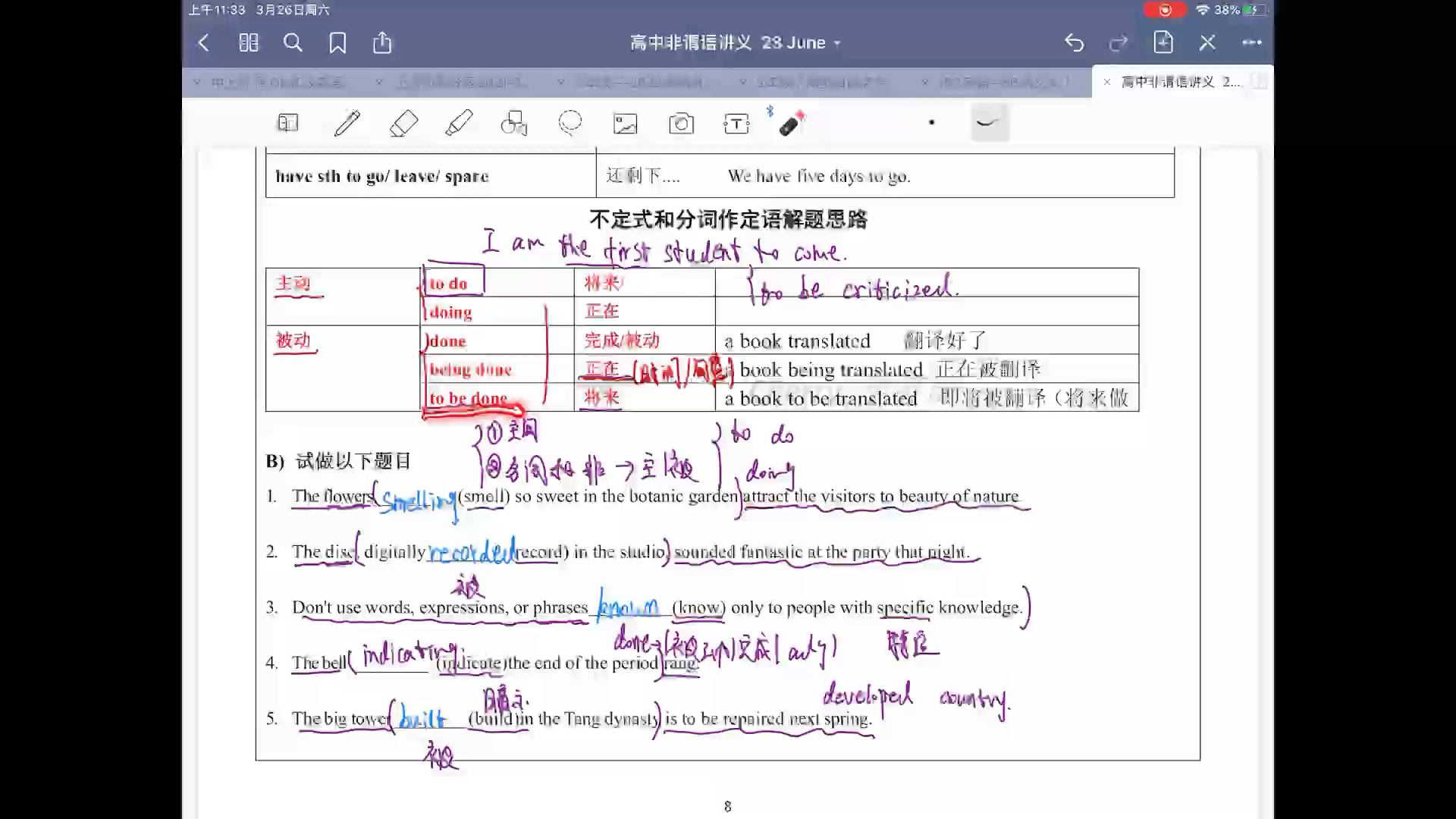 高中英语语法:分词和不定式作谓语的区别
