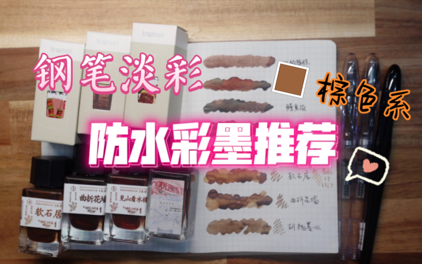 棕色系防水彩墨推荐 钢笔淡彩 水彩画勾线墨水 采墨凤凰翎鲶鱼
