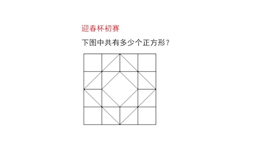 这是一道小学奥数题,求下图中共有多少个正方形,你知道吗