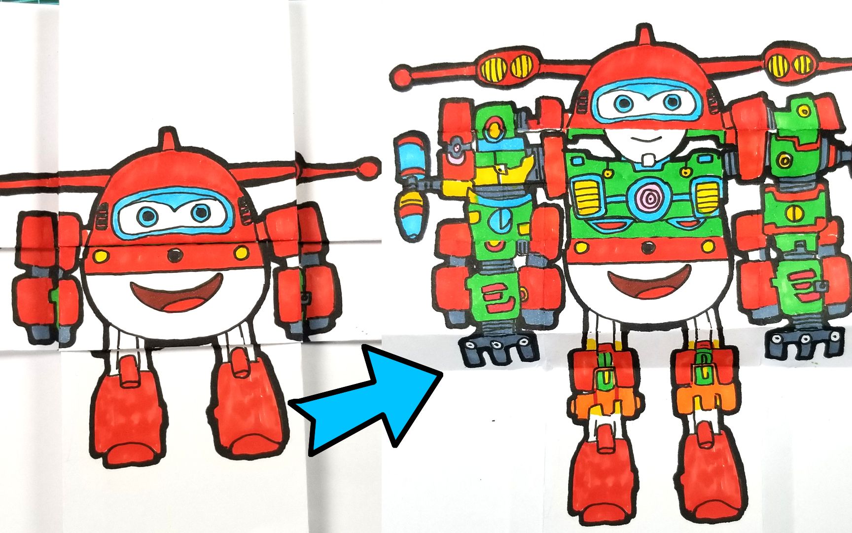 用1张复印纸,让动画超级飞侠中的乐迪完成超级大变身,简单有趣