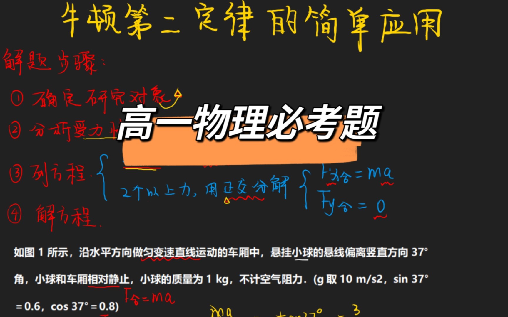 高一物理牛顿第二定律的简单应用