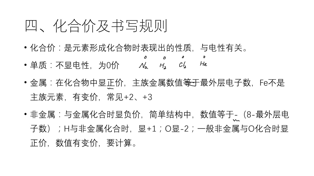 四、化合价及书写规则