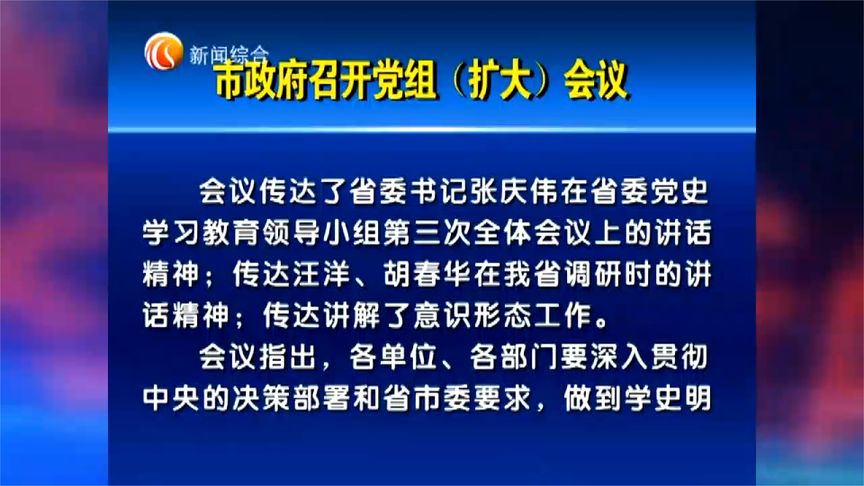 市政府召开党组(扩大)会议