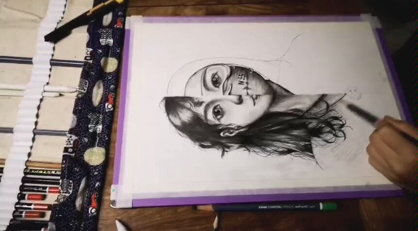 【素描人像】初一女生惊人作品!致敬抗击疫情的白衣天使