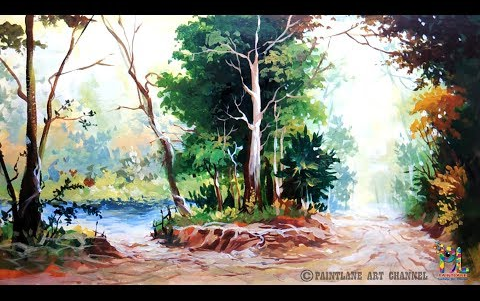 如何用丙烯颜料画一片树林