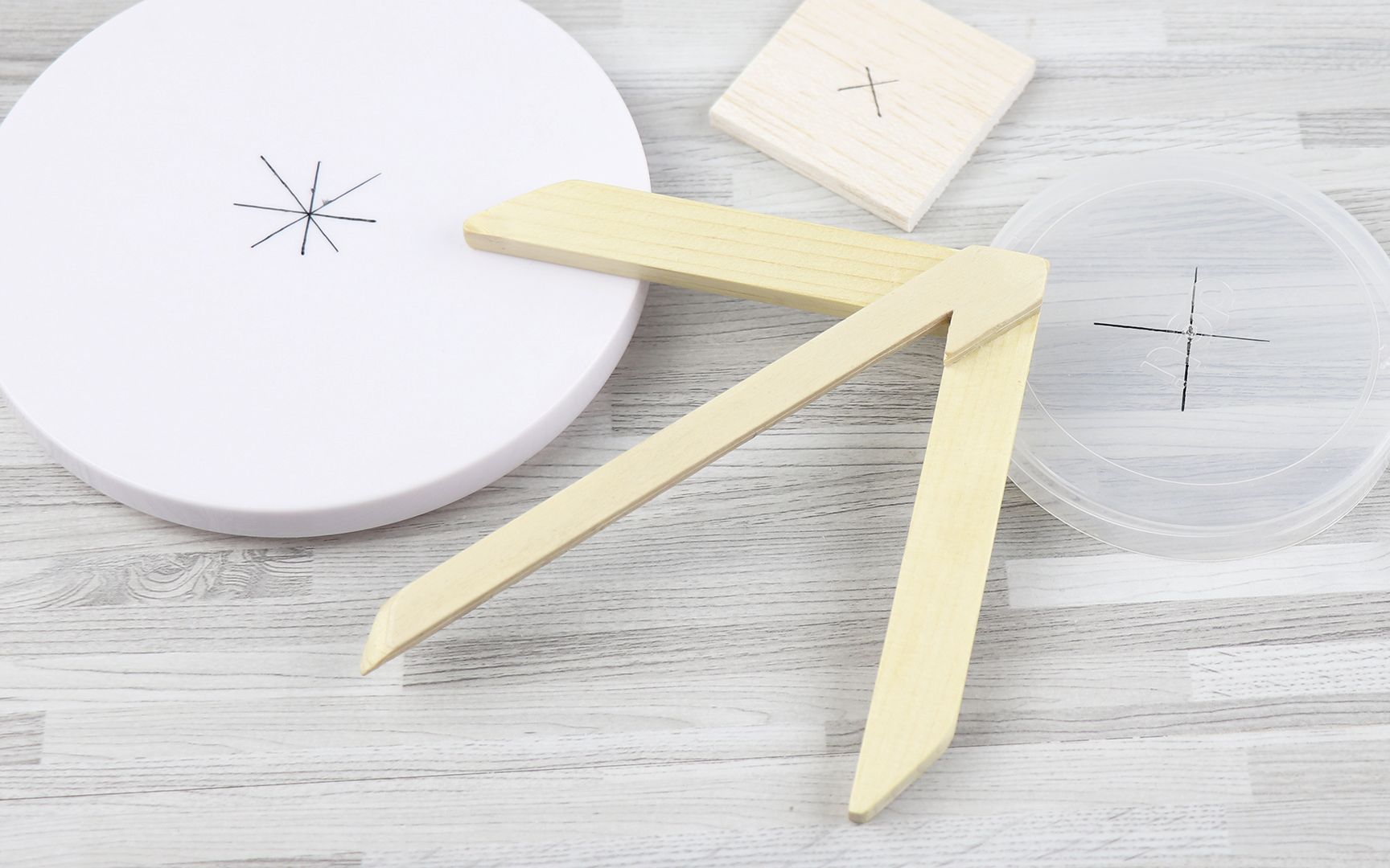 自制圆心定位尺 手工DIY木质中心划线器中心规