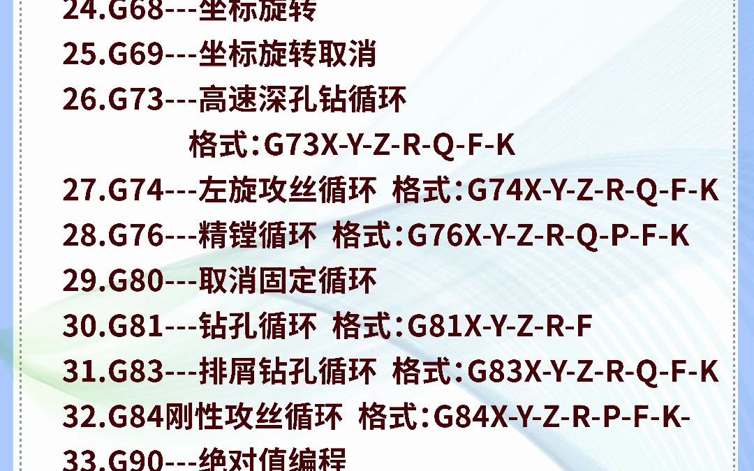 加工中心最全G代码来喽!