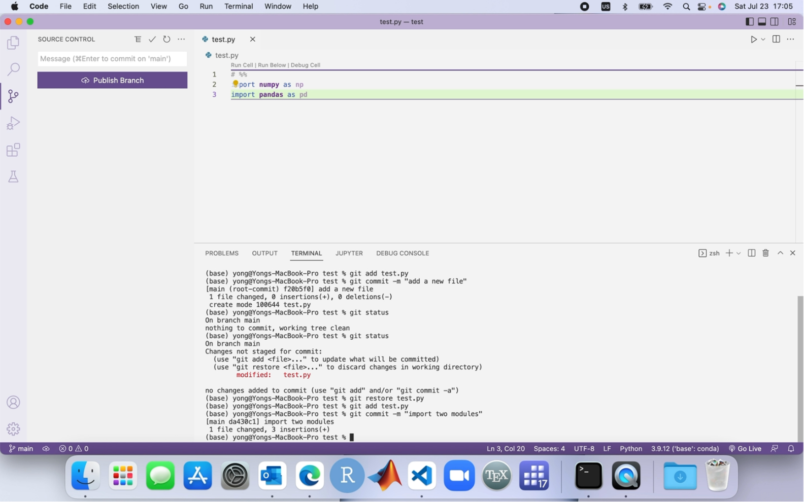VS Code 编辑代码 使用 Git 进行版本控制