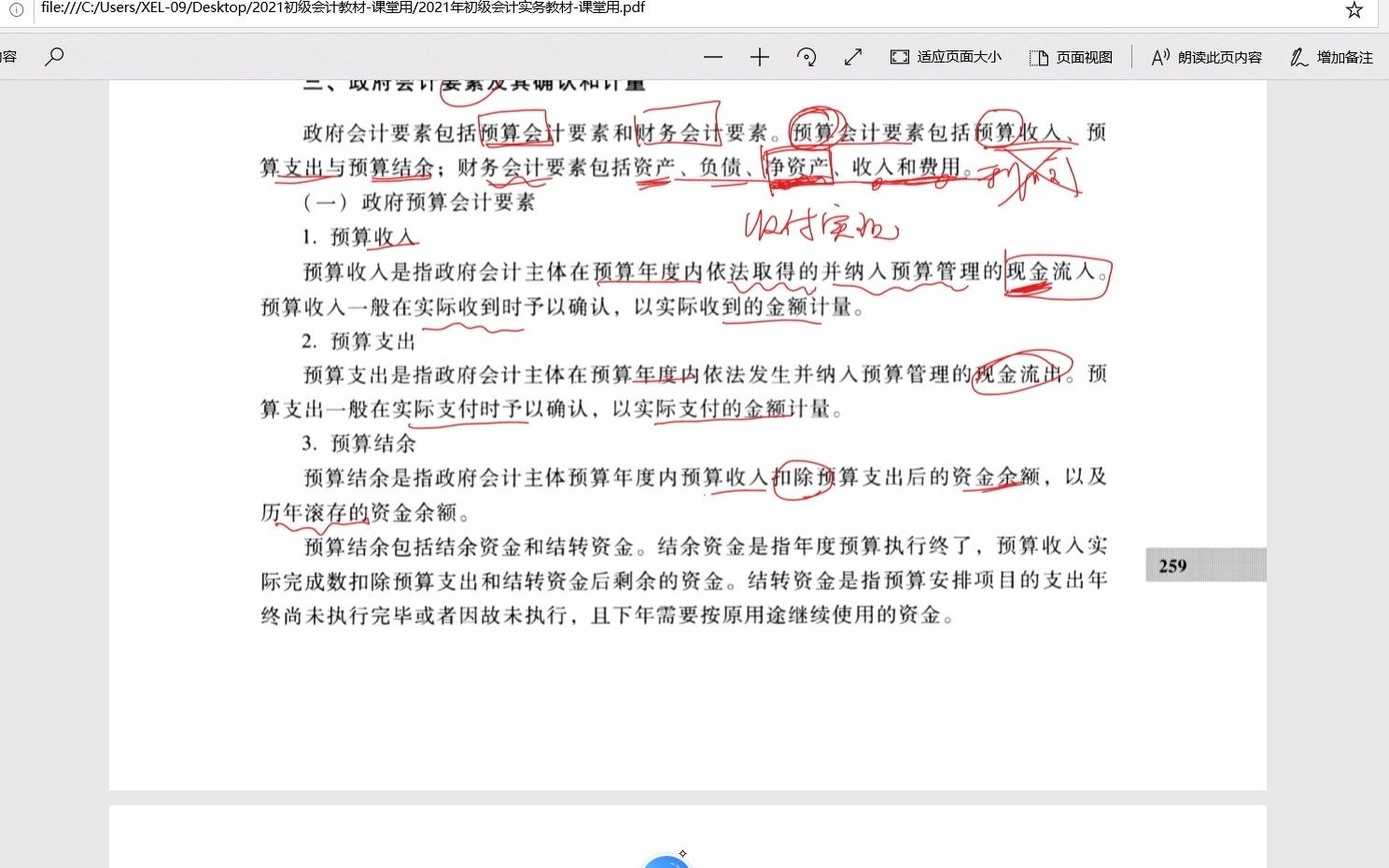 初级实务手把手P259--政府预算会计要素