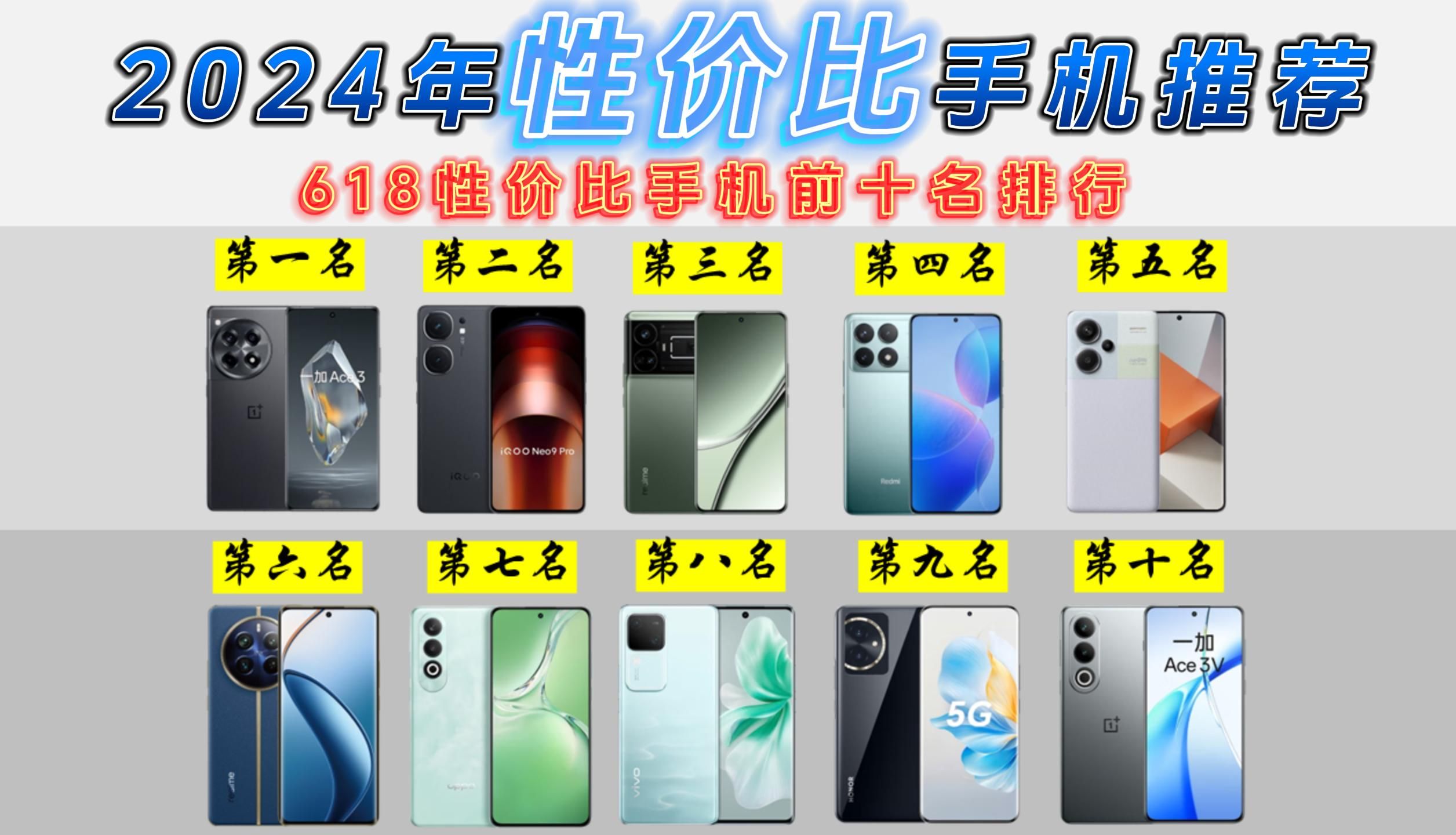 【618手机排行】2024年5月高性价比手机推荐|618性价比手机排行榜...
