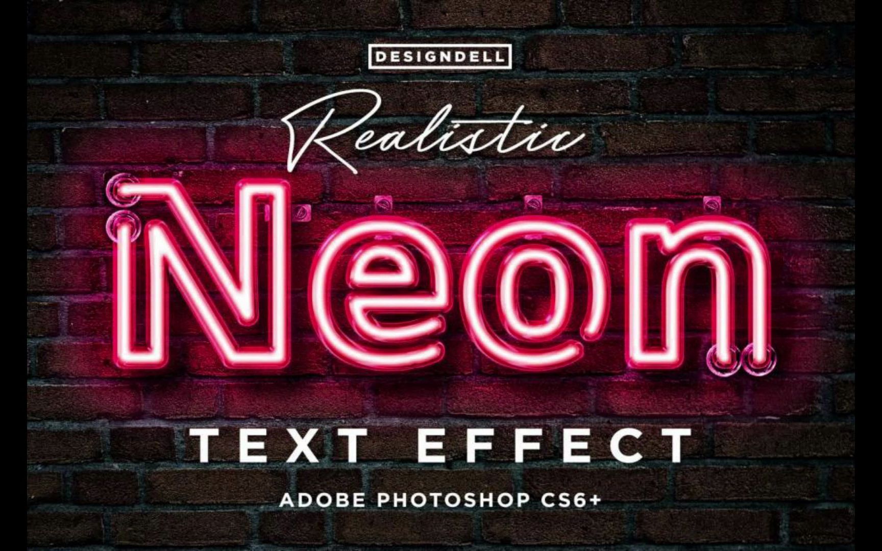 一键生成PS文字霓虹灯管灯条发光效果样机PSD模板