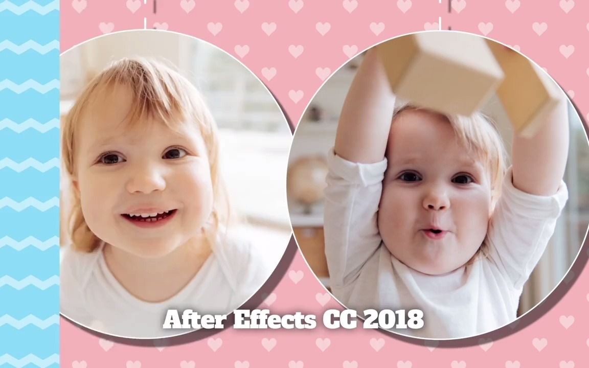 可爱儿童照片幻灯片AE模板