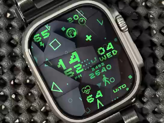 未来感苹果手表表盘设计:极简风格与绿色荧光数字完美结合!最新上架