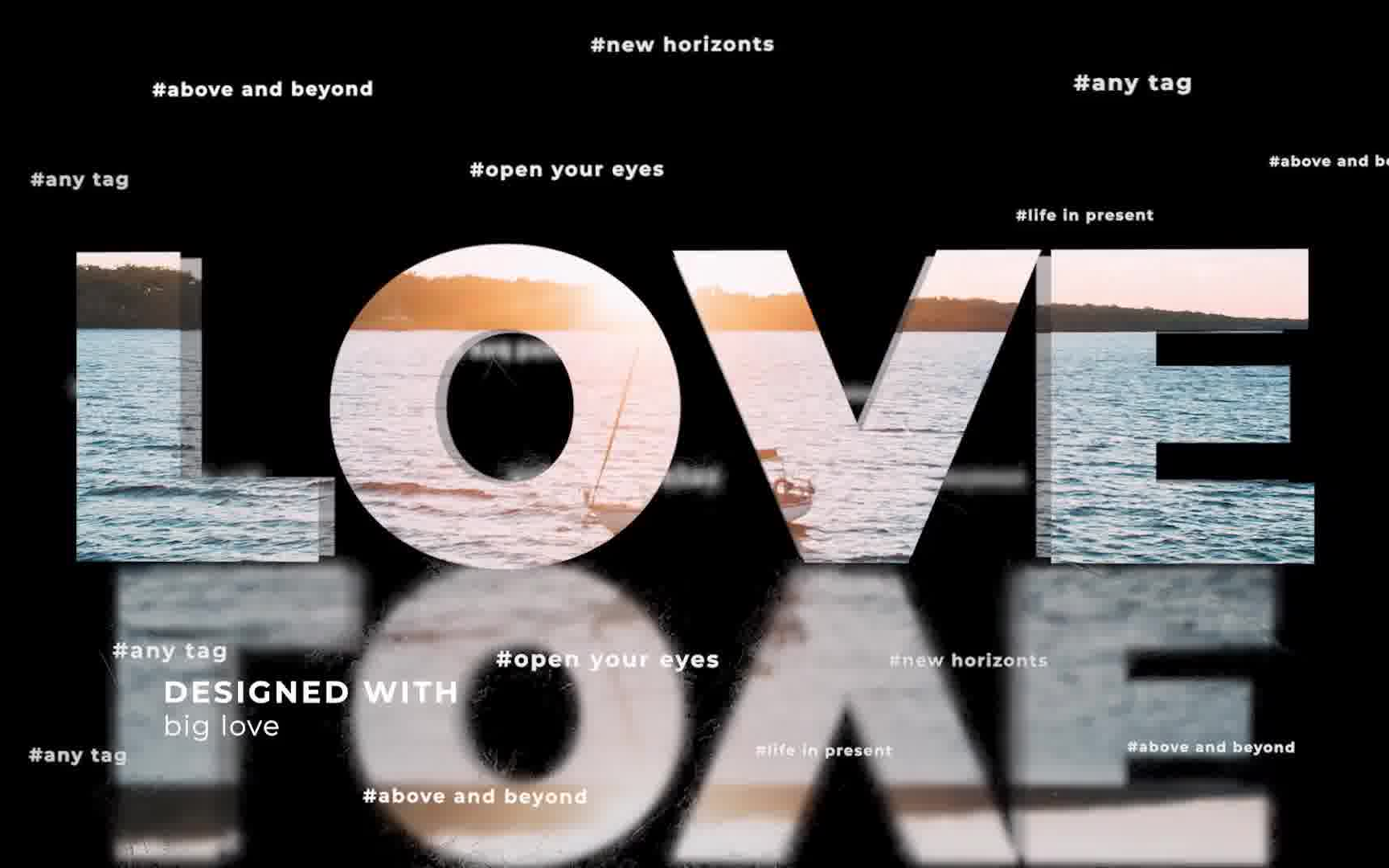 PR模板-3D文字立体镜面倒影效果的创意视频模板文字蒙版效果