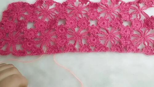 钩针编织小梅花一线连围巾披肩教程一