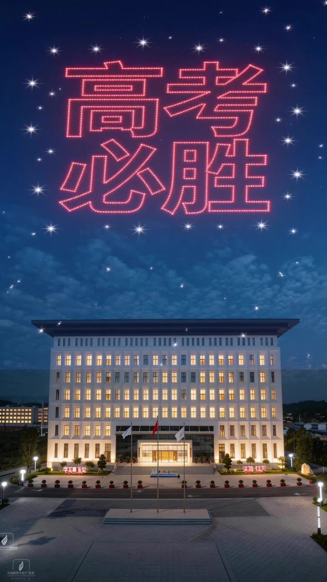 高考必胜!永川职教中心千架无人机夜空作画,这波祝福太硬核了! 今夜,...