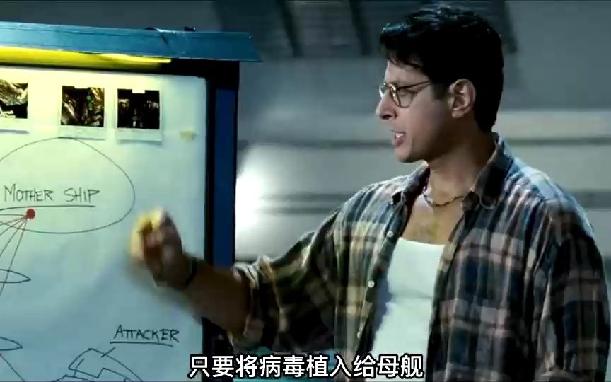 男人用电脑病毒破坏了外星人的防护罩,人类最终战胜外星人