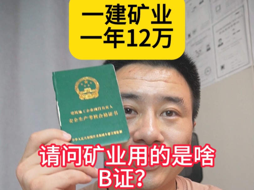 一建矿业一年12万,请问矿业用的啥B证,B证的作用一个是用于安许一个...