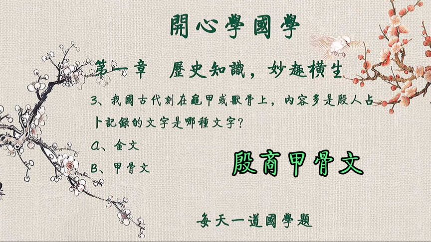第3集 古代刻在龟甲上用来占卜记录的文字是哪种文字?