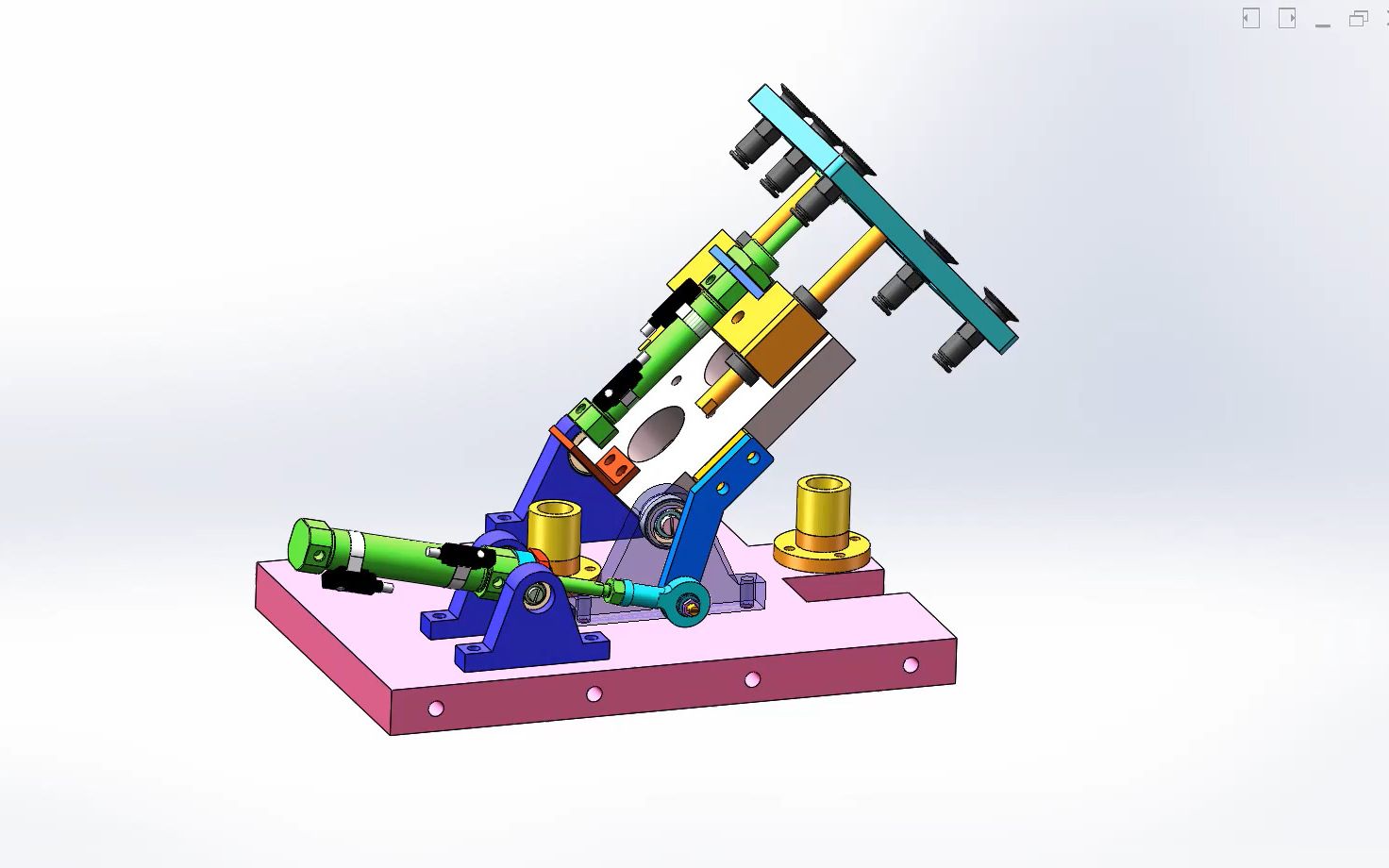 气缸90度翻转机构设计,单个气缸如何实现90度翻转取料?