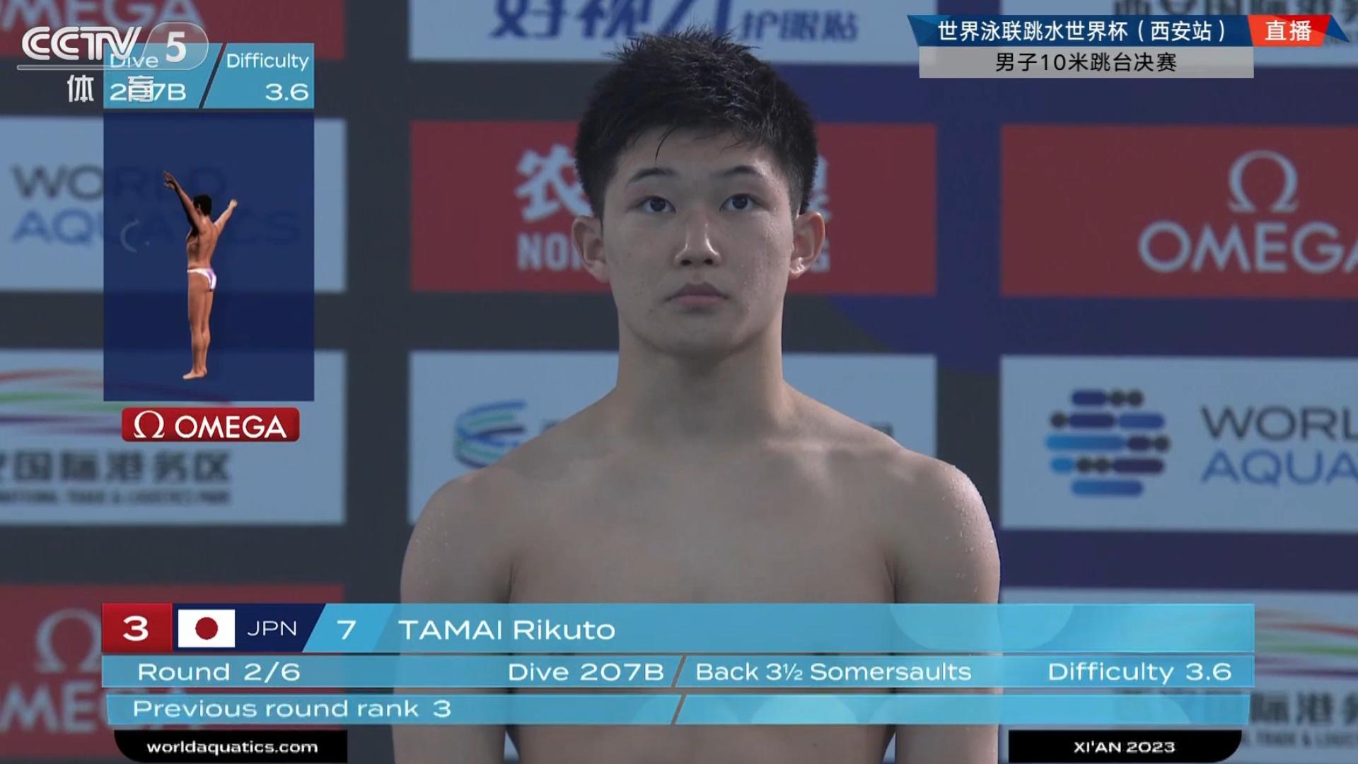 【2023跳水世界杯西安站】玉井陆斗433.80分 男子10米台决赛第三名