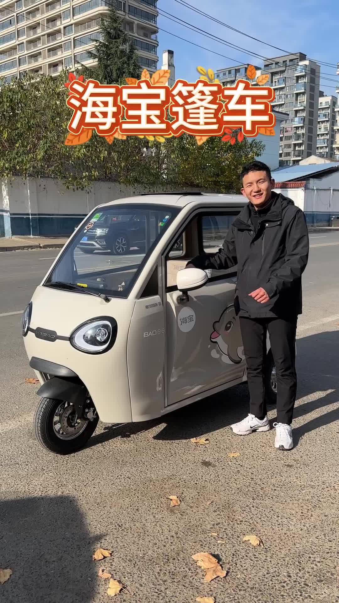 海宝三轮!双开门车把手,带天窗,电动雨刷,铝轮毂真空胎 #三轮车 #电动...