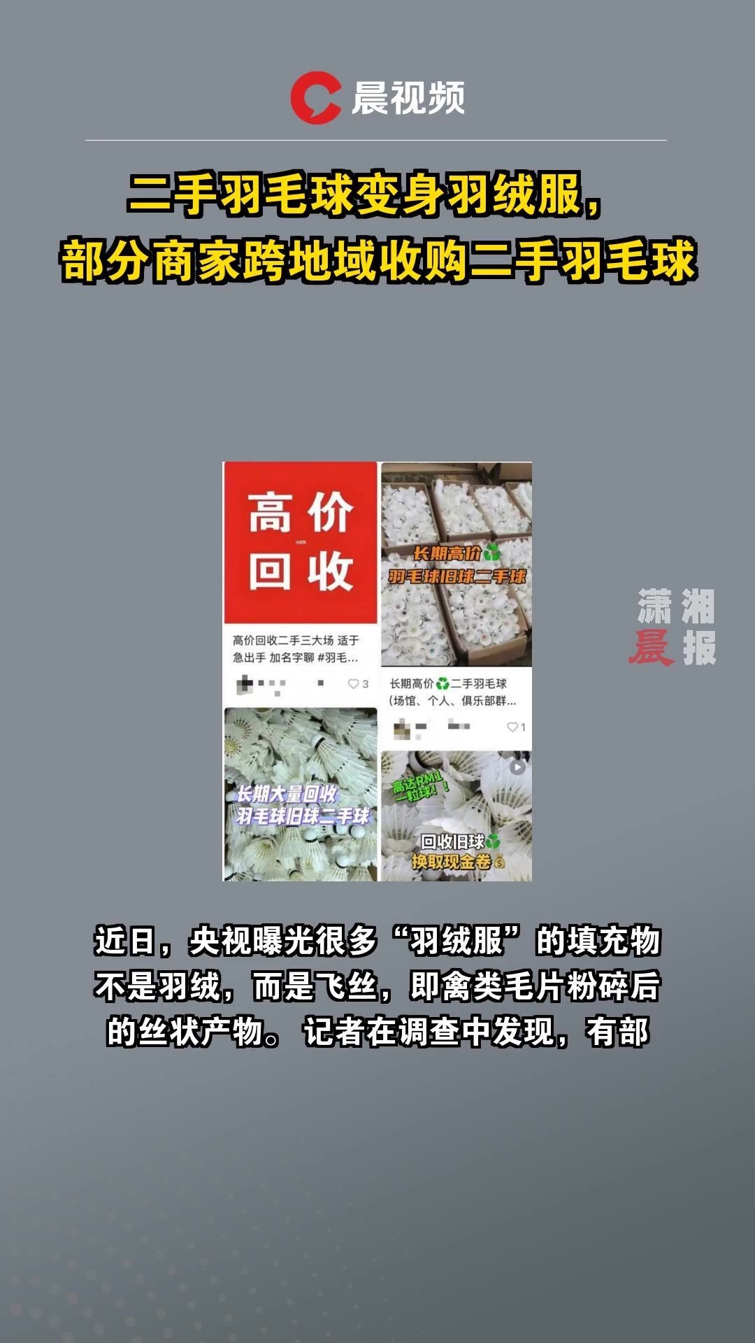 二手羽毛球变身羽绒服,部分商家跨地域收购二手羽毛球
