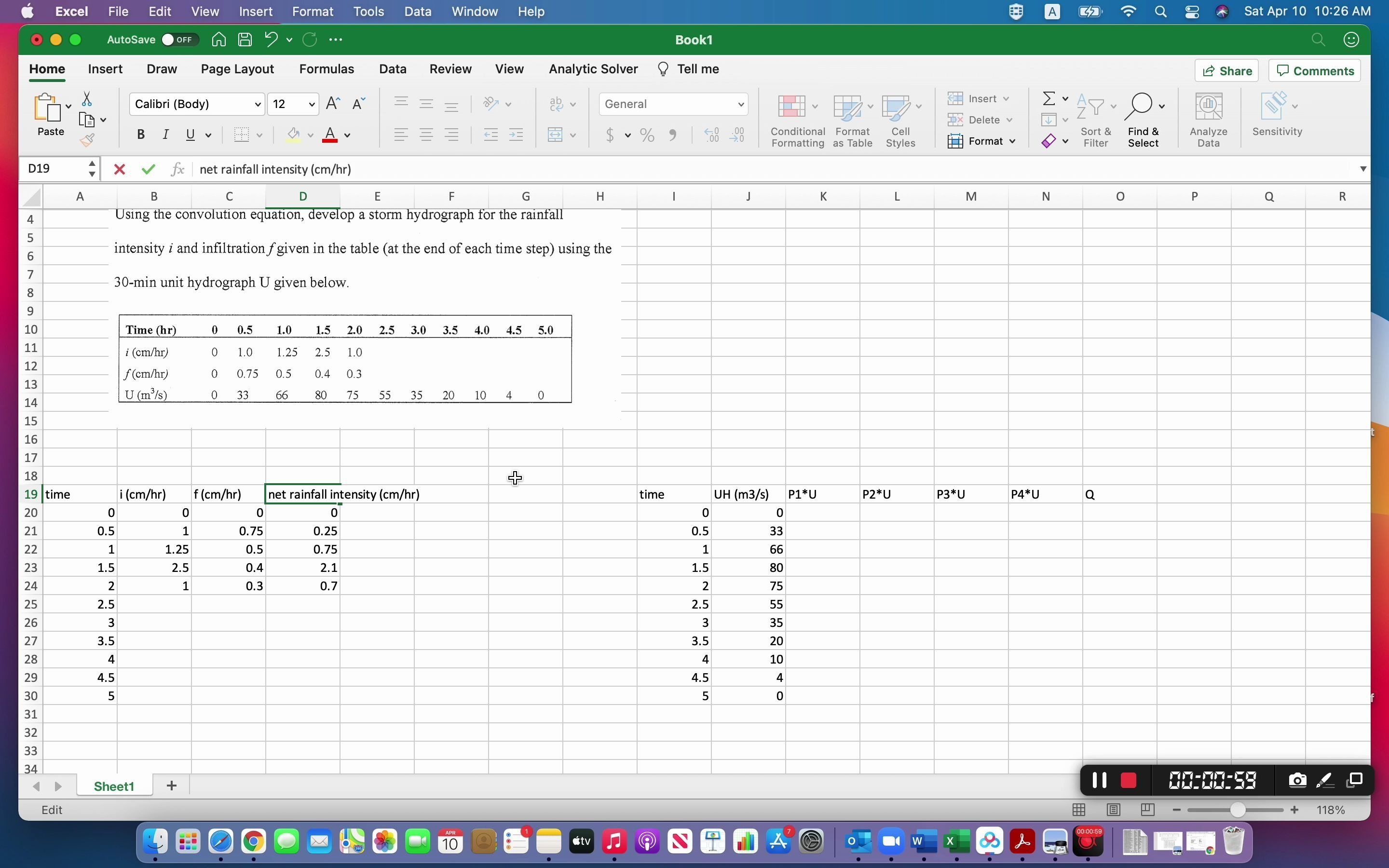 使用Excel画降雨水文图 how to draw a storm hydrograph by Exce