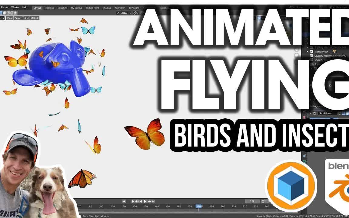 iBlender中文版插件Spyderfy教程使用 Spyderfy 在 Blender 中为飞鸟和...