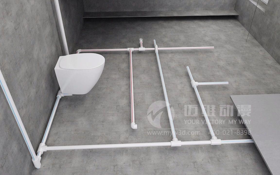 PPR管管道给水系统功能三维展示-工业三维动画制作公司