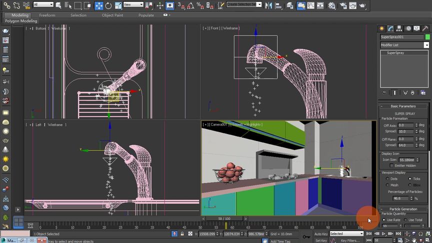 3dmax水笼头流水动画,掌握粒子动画设计制作思路,就超简单了!