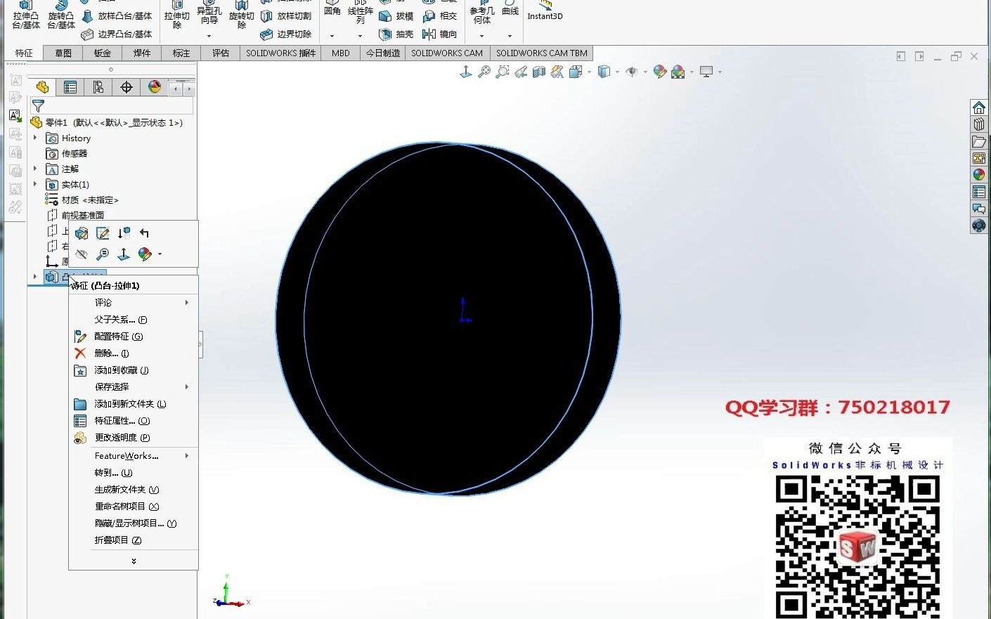 SolidWorks2020线性、圆周阵列