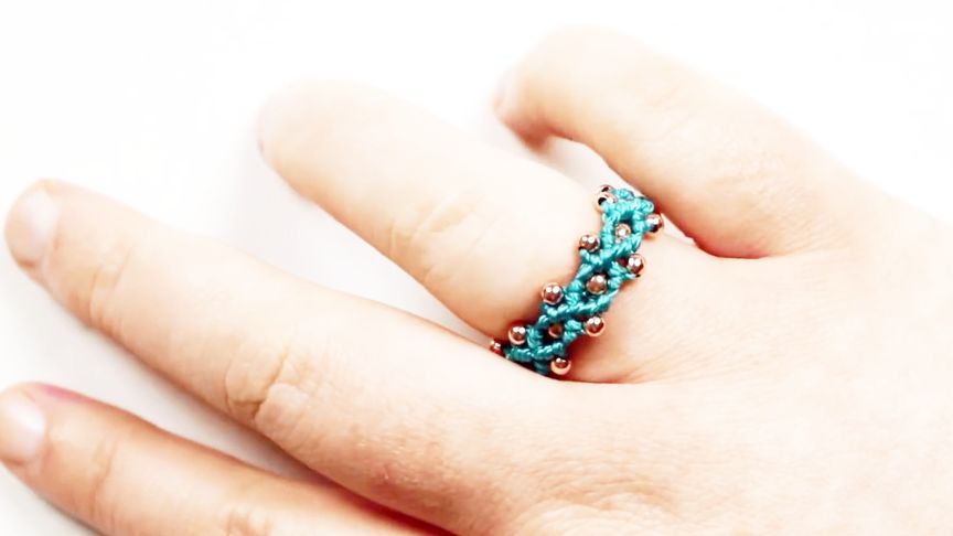 手工编织饰品教学,用线编织戒指指环