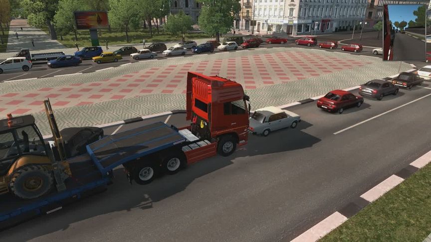 欧洲卡车模拟2,东风天龙运输小铲车,这城里可真堵