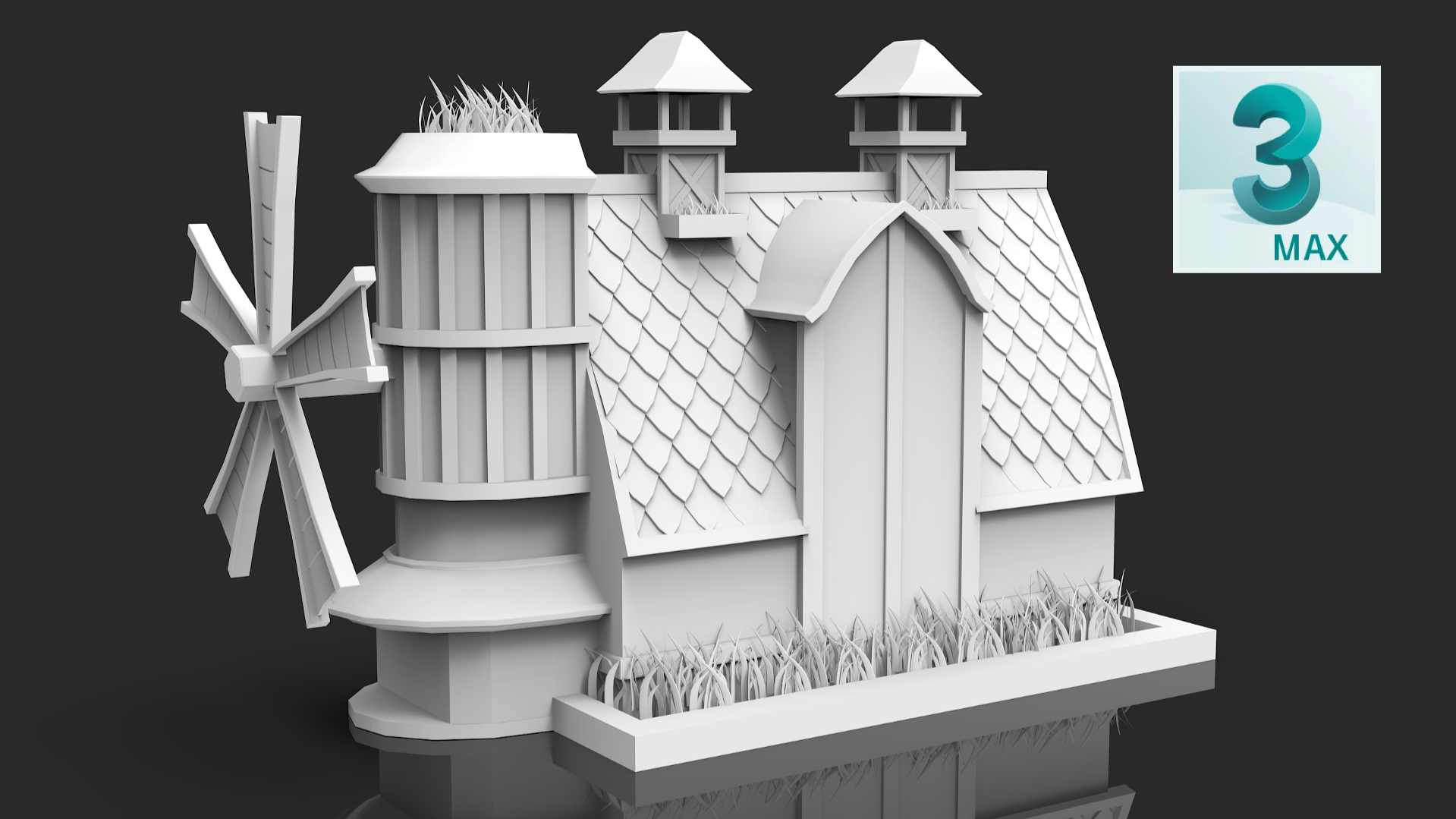 【3Dmax教程】从0开始,简单风格化小房子全流程制作,3Dmax场景...