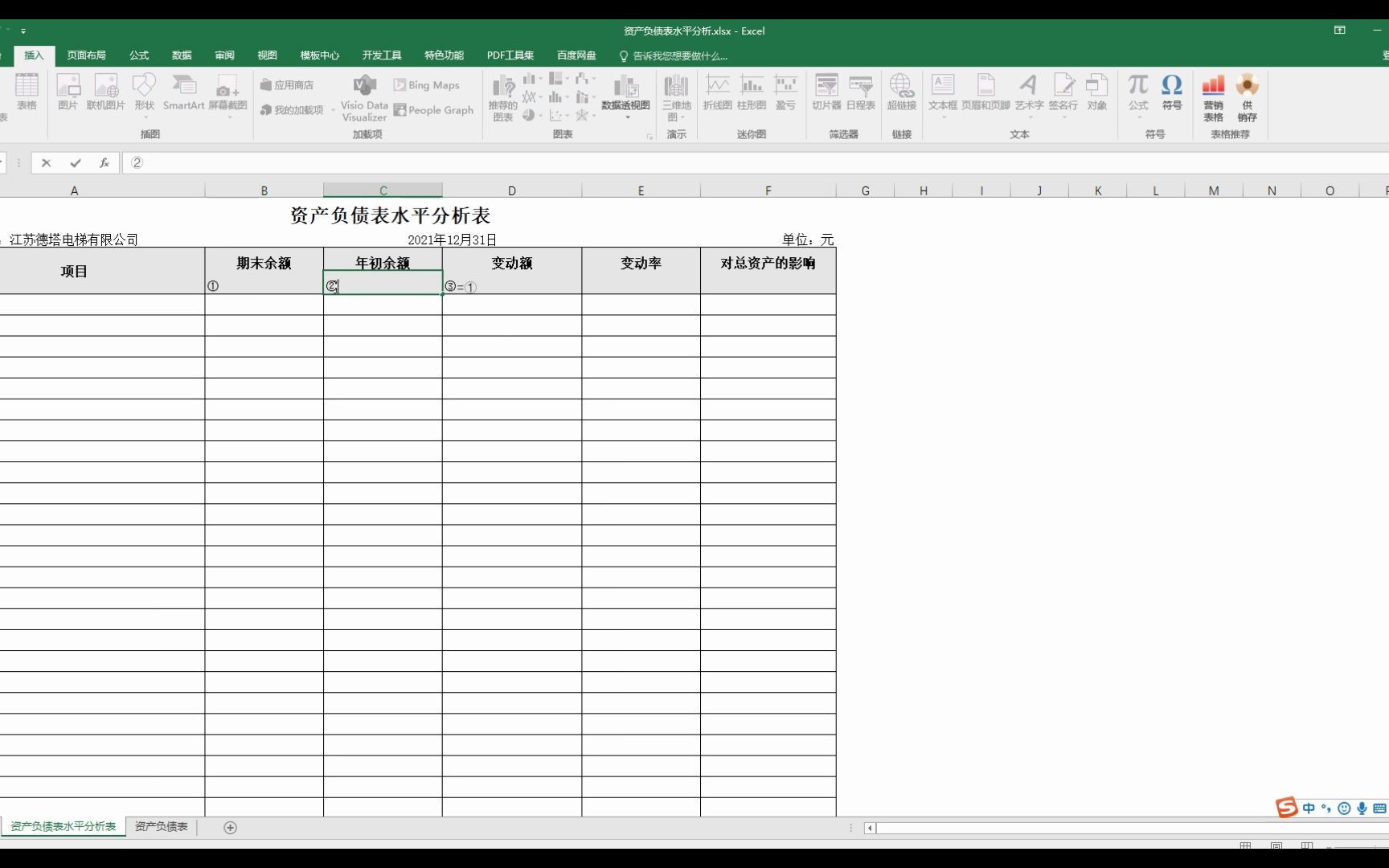 资产负债表水平分析