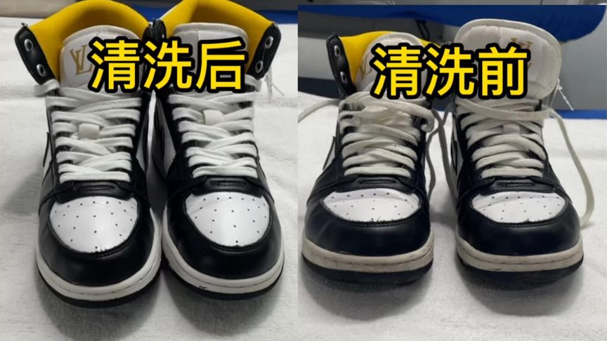 黑白配皮运动鞋别下水洗,教你在家干洗方法,清洗完不染色不变形