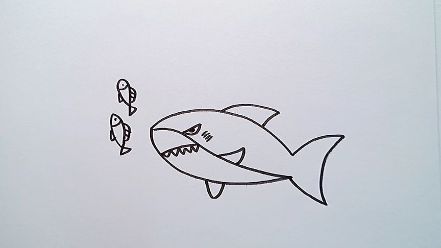 超级简单画鲨鱼,不会你打我